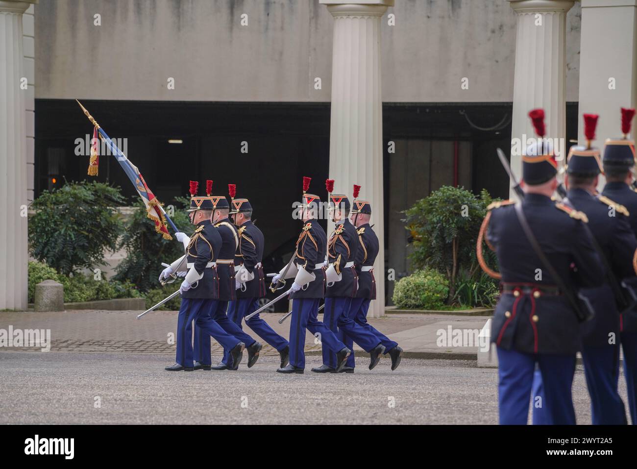 London 8 April 2024 . Members of France's Gendarmerie Garde ...
