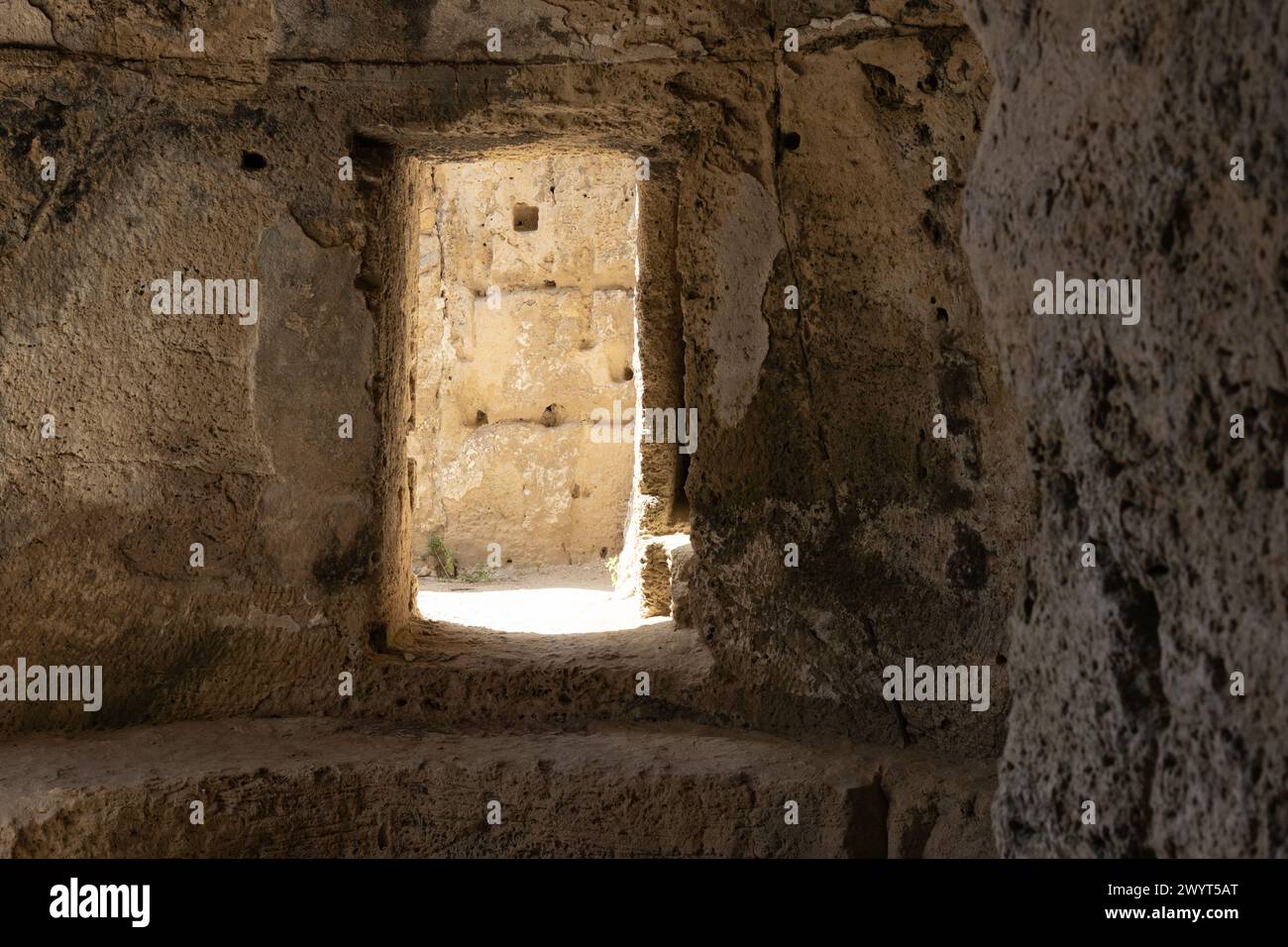 Sunlit Ancient Doorway in Paphos at The Paphos Archaeological Museum ...
