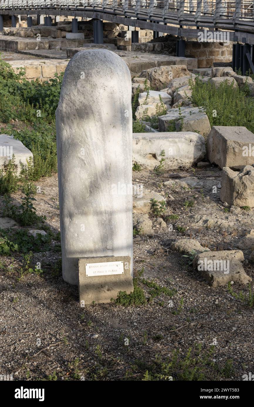 St. Paul's Pillar in Paphos, Cyprus. Iconic Stone Stock Photo - Alamy