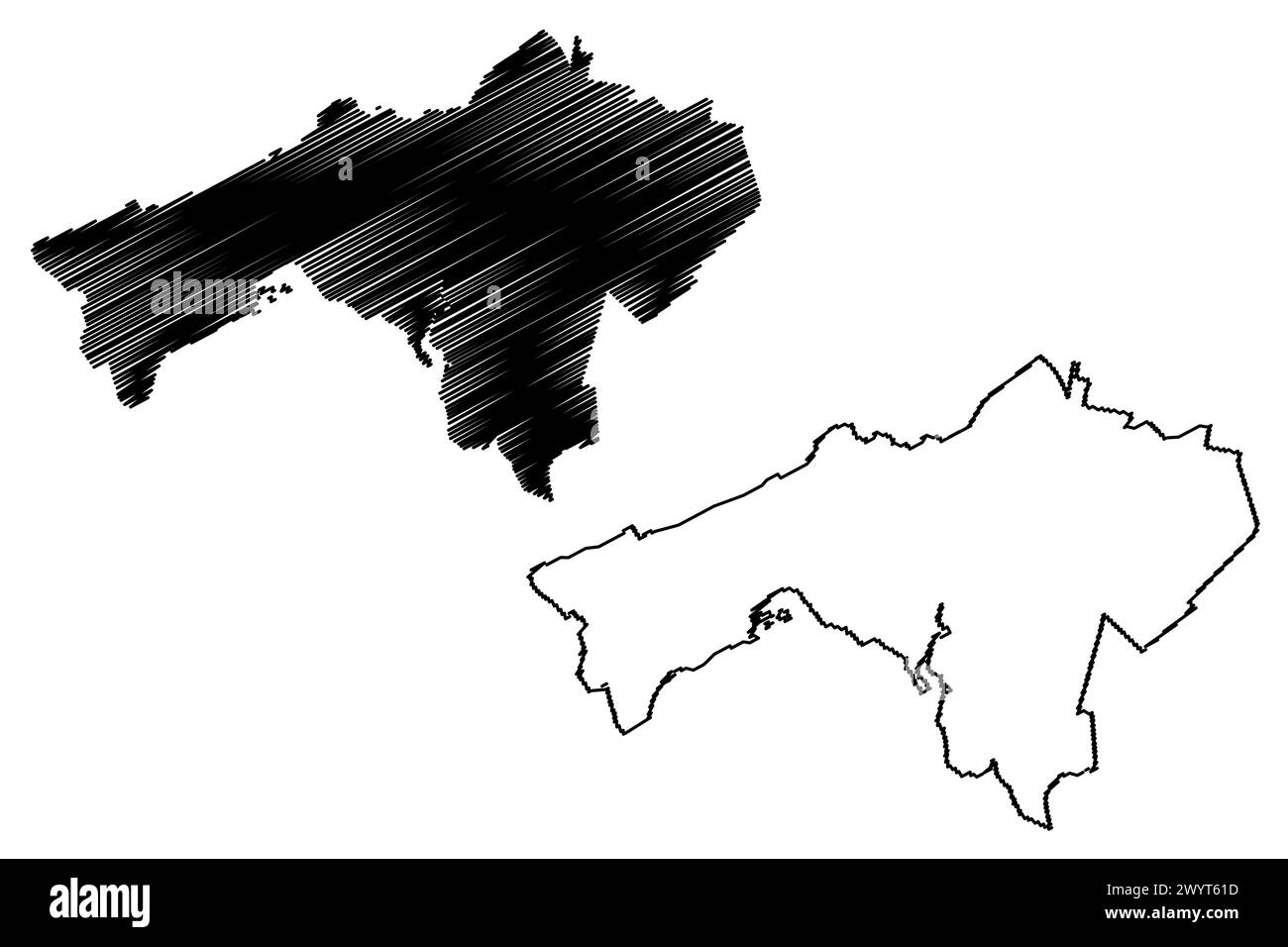 Brighton vector outline map Black and White Stock Photos & Images - Alamy