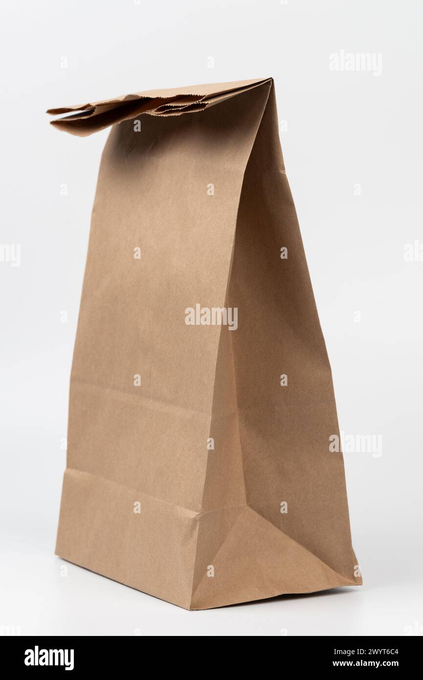 Paper pouch bag isolated on white studio background Stock Photo - Alamy