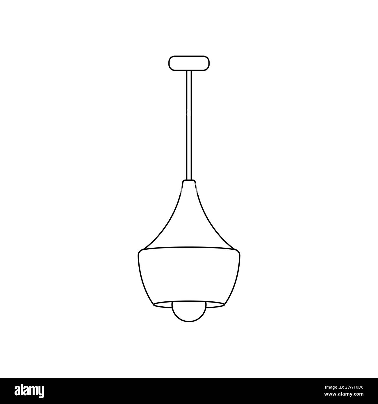 Lamp logo outline icon. Loft style chandelier. Black line light bulb ...
