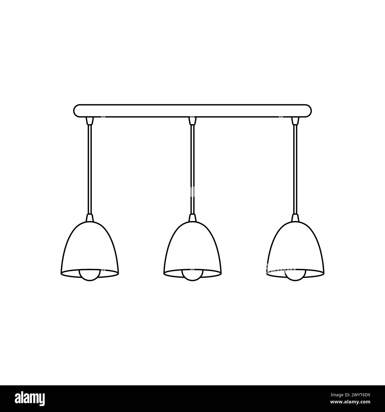 Lamp logo outline icon. Loft style chandelier. Black line light bulb ...