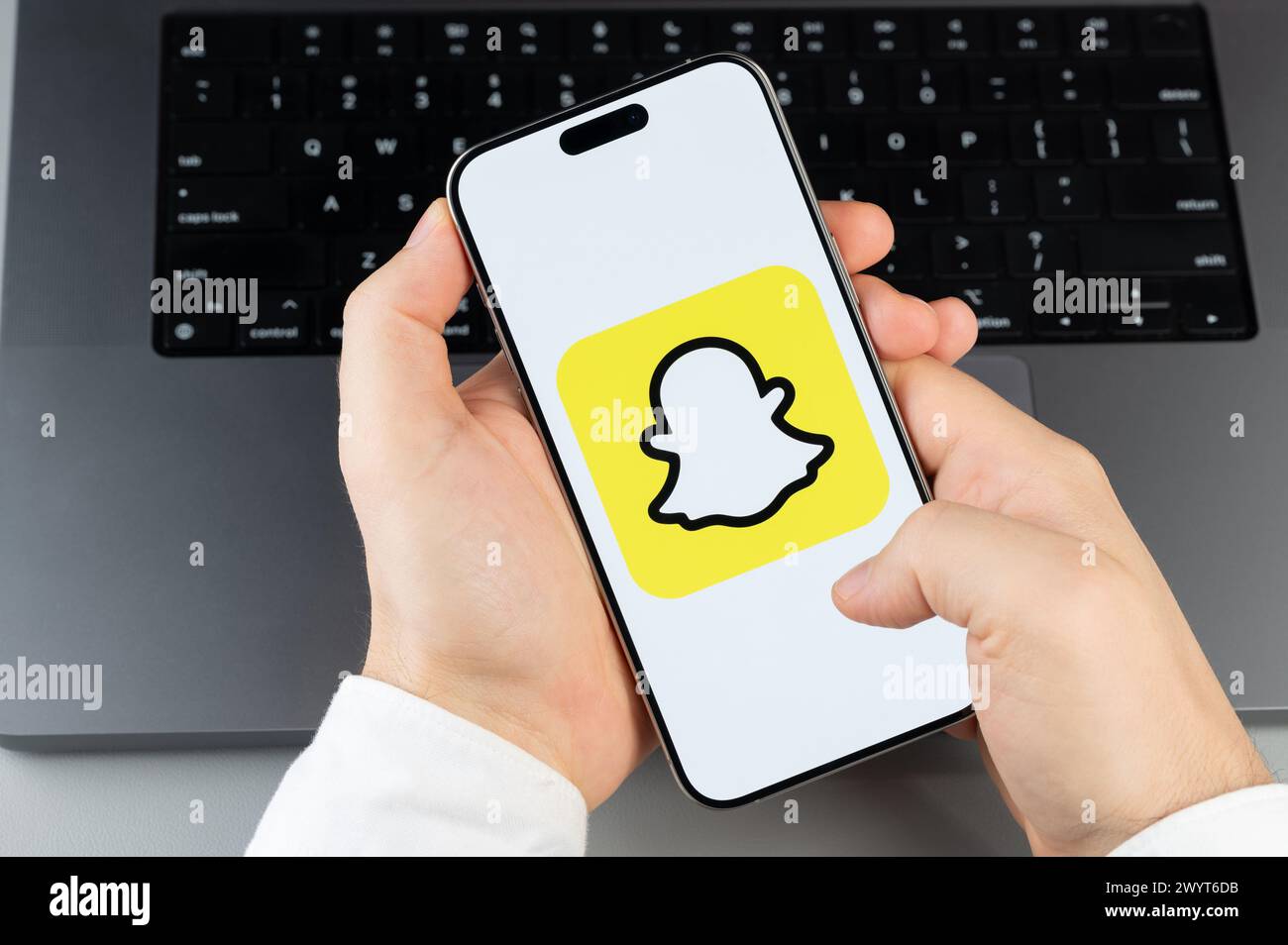 New York, USA - April 6, 2024: Popular Snapchat mobile app on ...