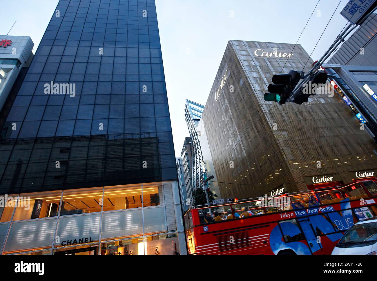 Chanel and Cartier store, Ginza, Shopping area, Tokyo, Japan Stock ...