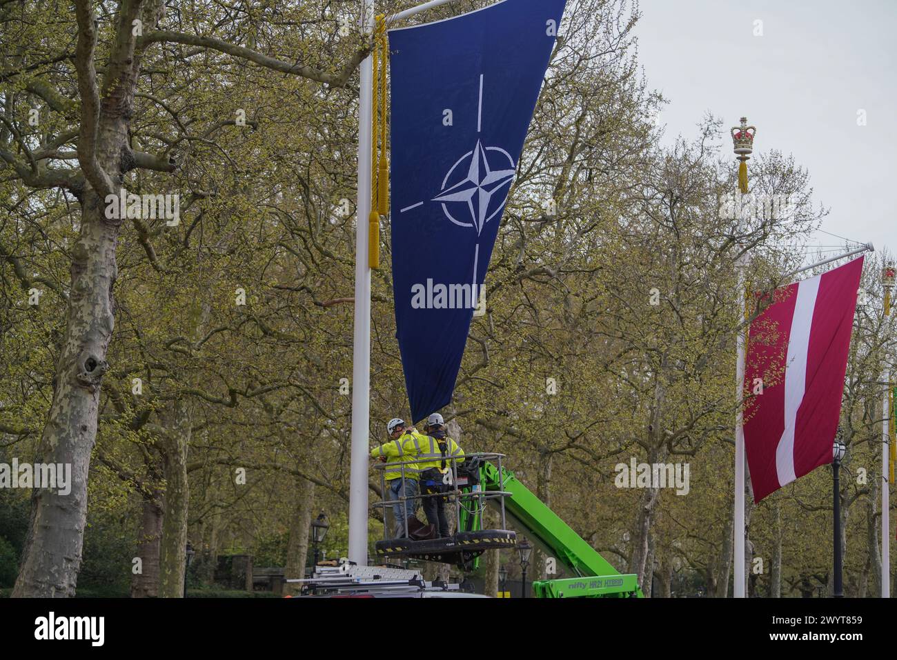 The Nato flag hangs in The Mall in London to mark the 75th anniversary ...