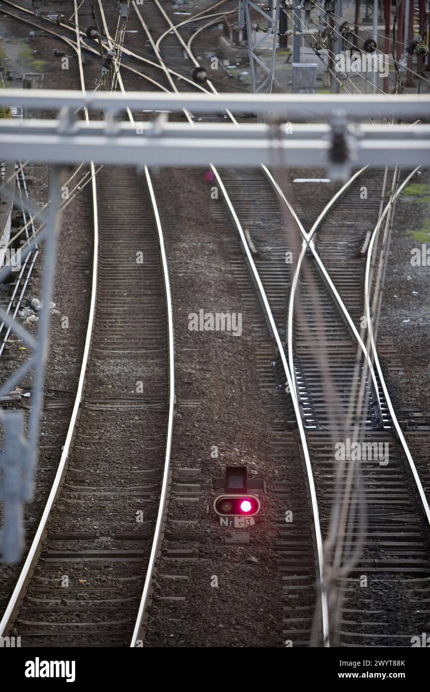 Train tracks. Hendaya station. Aquitaine, Pyrenées Atlantiques, France ...