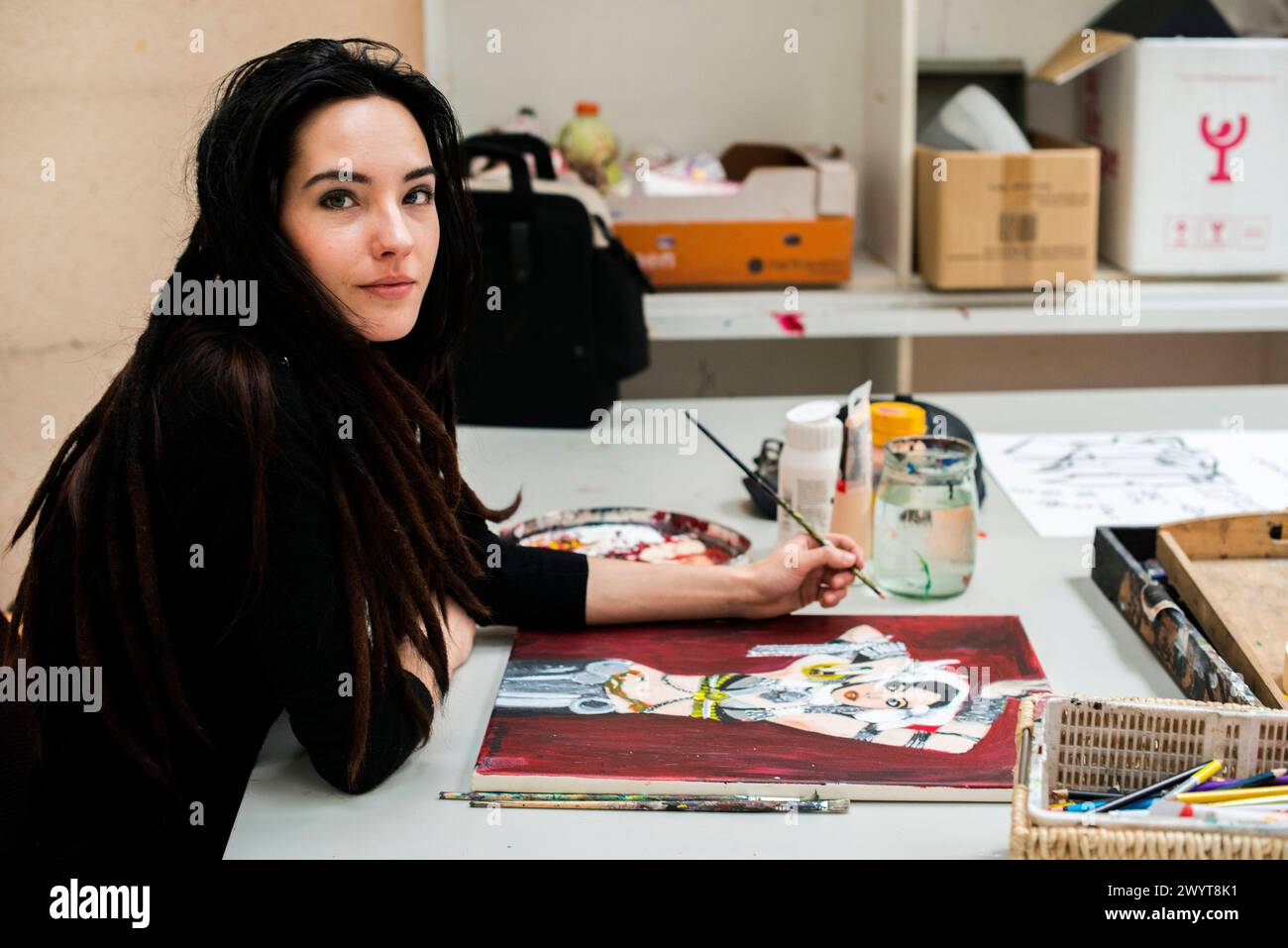 Portrait female painter Female Artist at Via Kunst Art Studio working ...