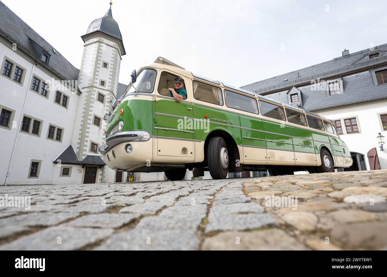 Zschopau, Germany. 08th Apr, 2024. Bus driver Sven Mischke drives a ...
