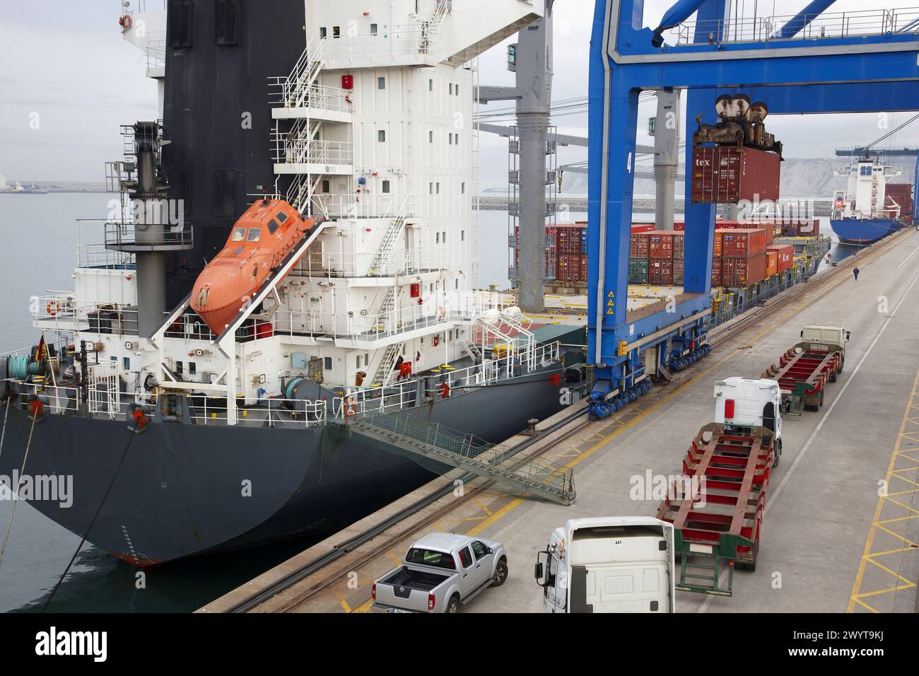 Cargo loading containers. Port of Bilbao, Biscay, Basque Country, Spain ...