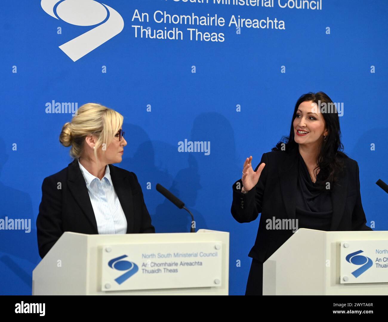 First Minister Michelle O'Neill (left) and Deputy First Minister Emma Little-Pengelly during a ...