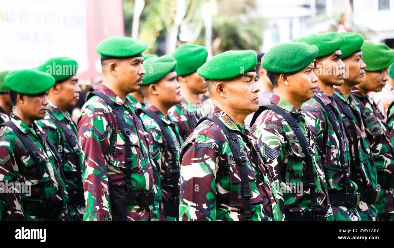 Troops from various units pictured on parade at a ceremony Stock Photo ...