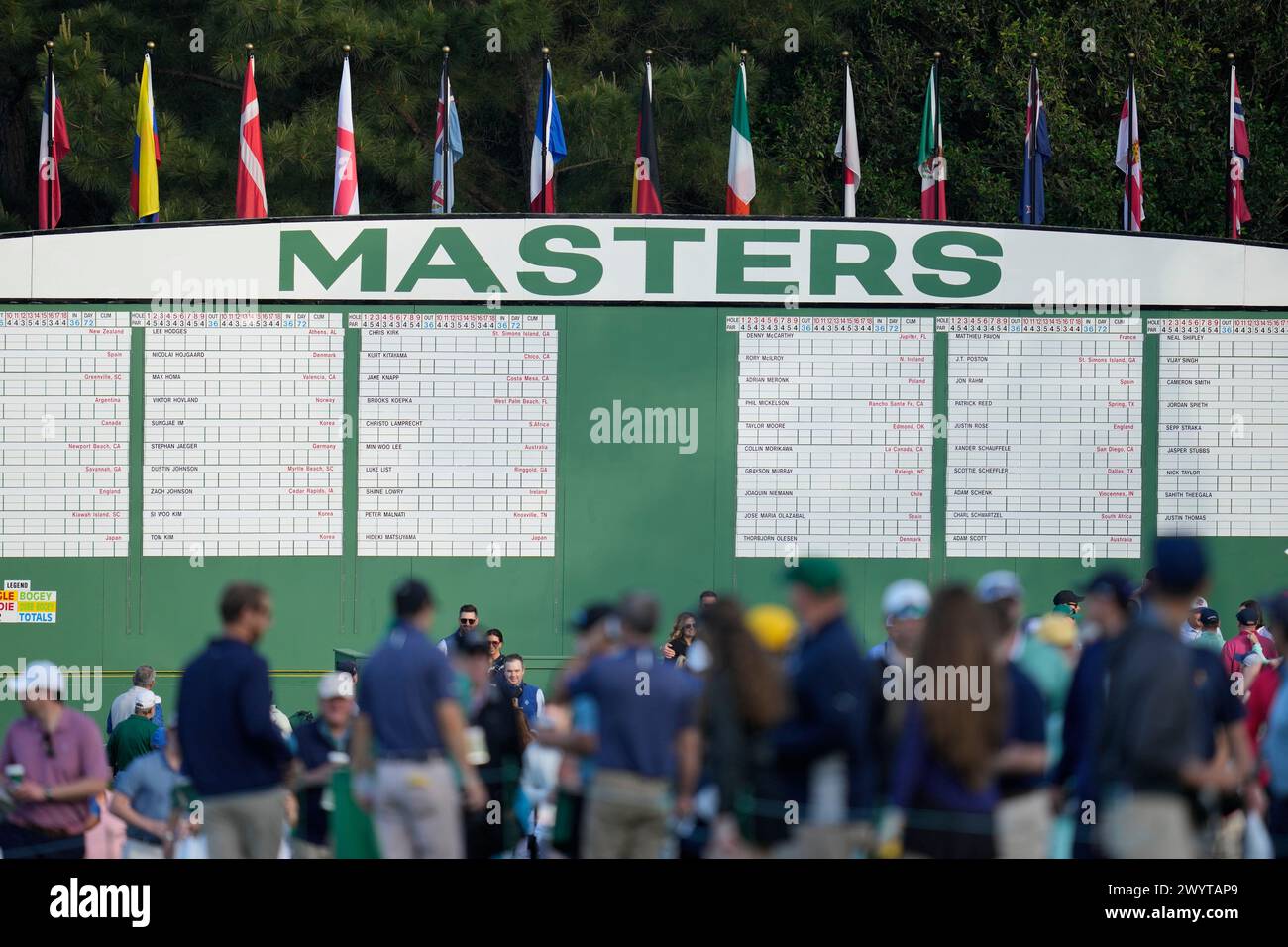 Patrons view the scoreboard during a practice round in preparation for ...