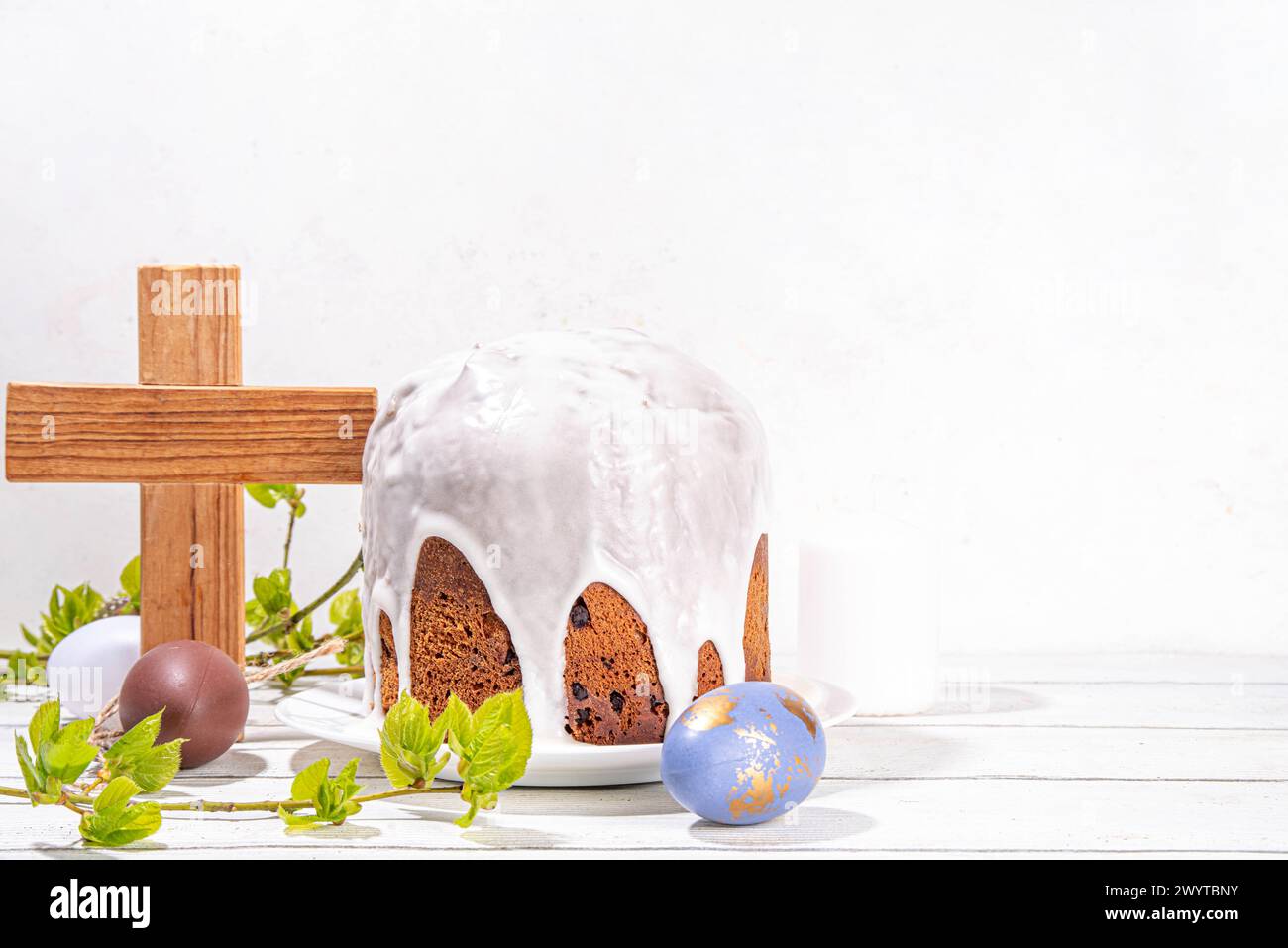 Easter orthodox catholic Christian holiday background, with wooden ...