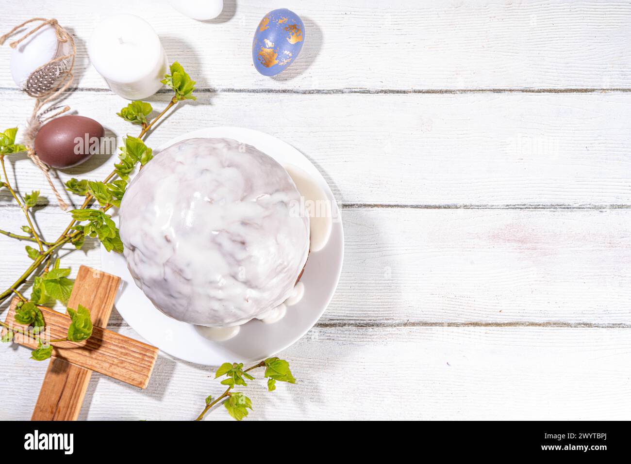 Easter orthodox catholic Christian holiday background, with wooden ...