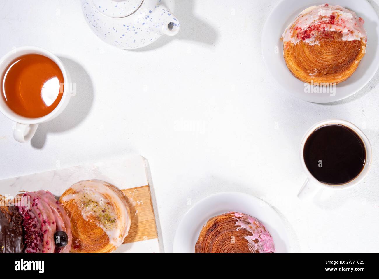 Set of various Round Croissants, puff pastry New York Roll, Supreme ...