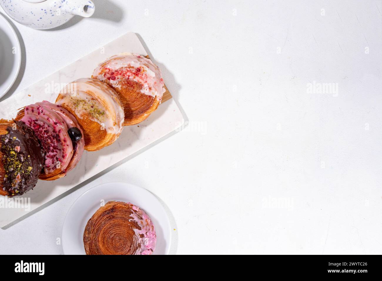 Set of various Round Croissants, puff pastry New York Roll, Supreme ...