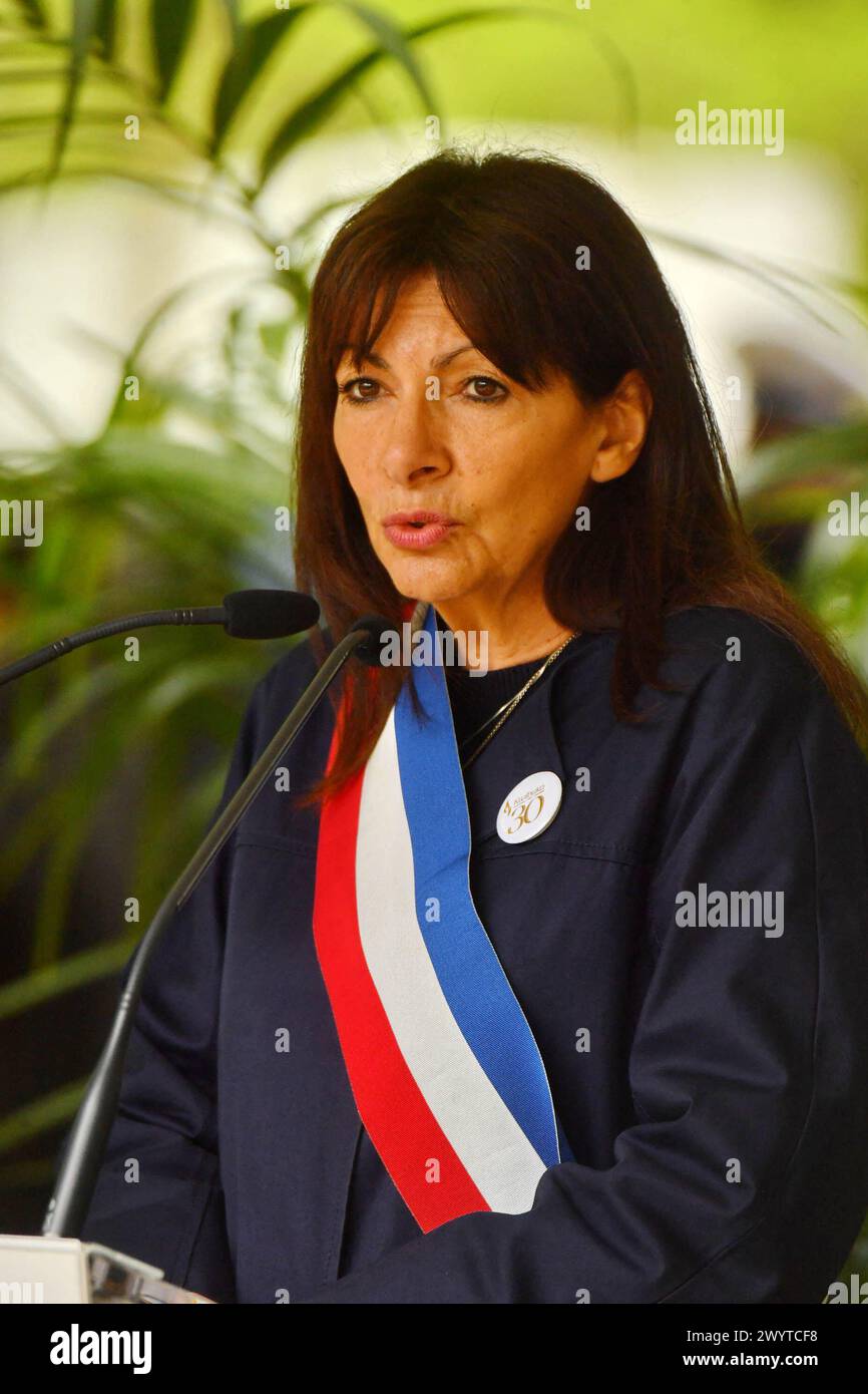 Paris, France. 07th Apr, 2024. Anne Hidalgo mayor of Paris during a ...
