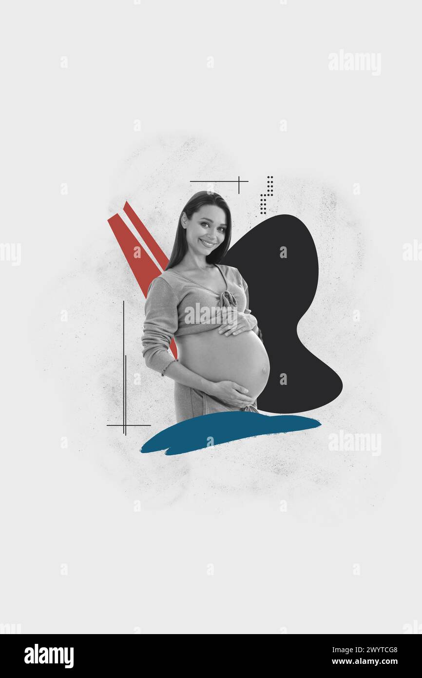 Creative drawing collage picture of beautiful female pregnancy poster ...