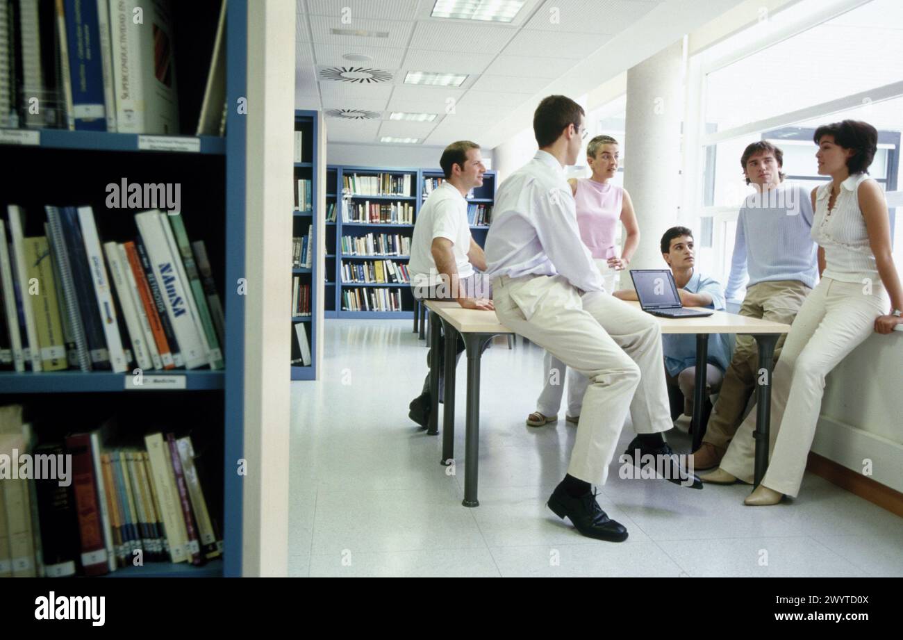 Meeting at library Stock Photo - Alamy