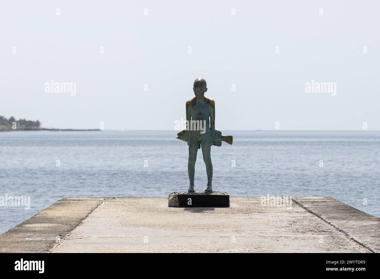Paphos, Cyprus. 31 March, 2024: The Little Fisherman Statue of Paphos ...
