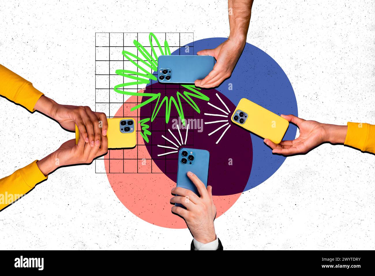 Composite photo collage of crowd hands hold iphone camera shoot ...