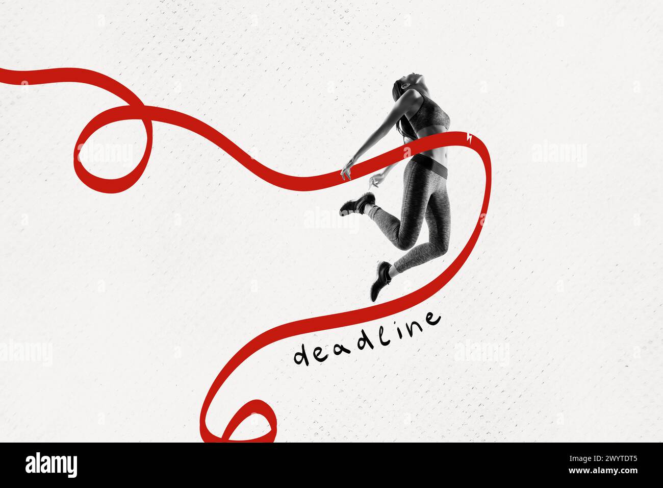 Creative abstract template collage of jumping female race finish ...