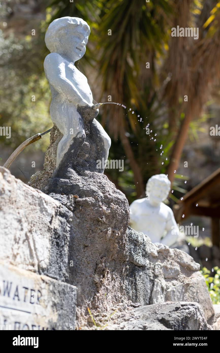 Neo Chorio, Cyprus. 01 April 2024: Cherub Fountain Sculpture at Adonis ...