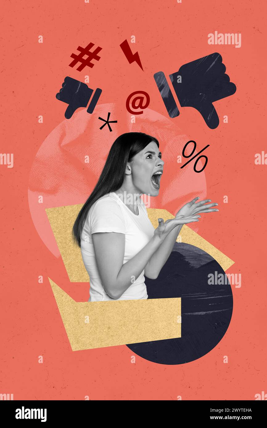 Composite collage picture image of screaming female argument hater ...