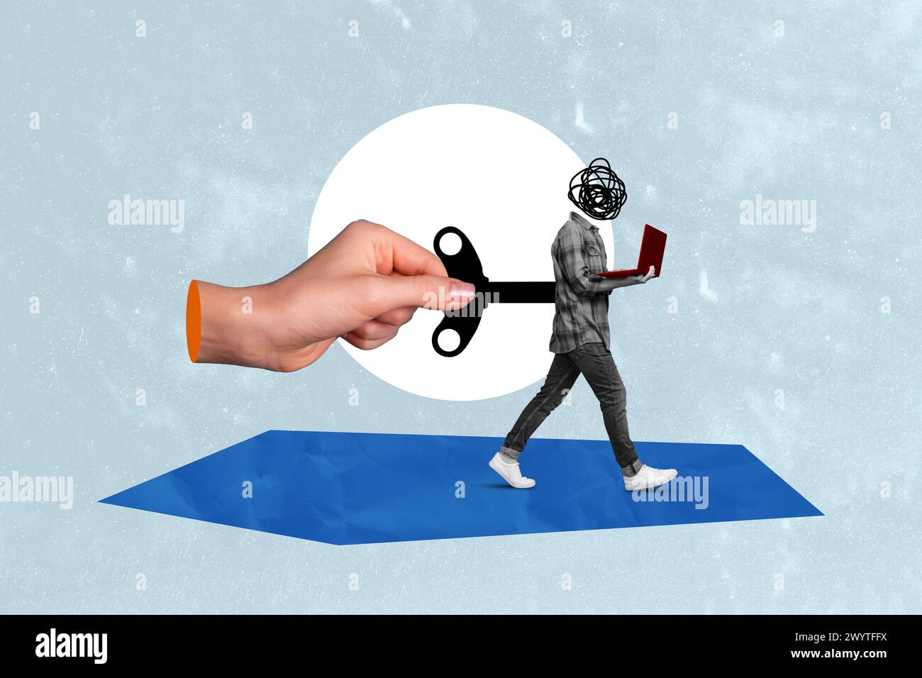 Creative photo collage walking man busy workflow freelancer overloaded ...