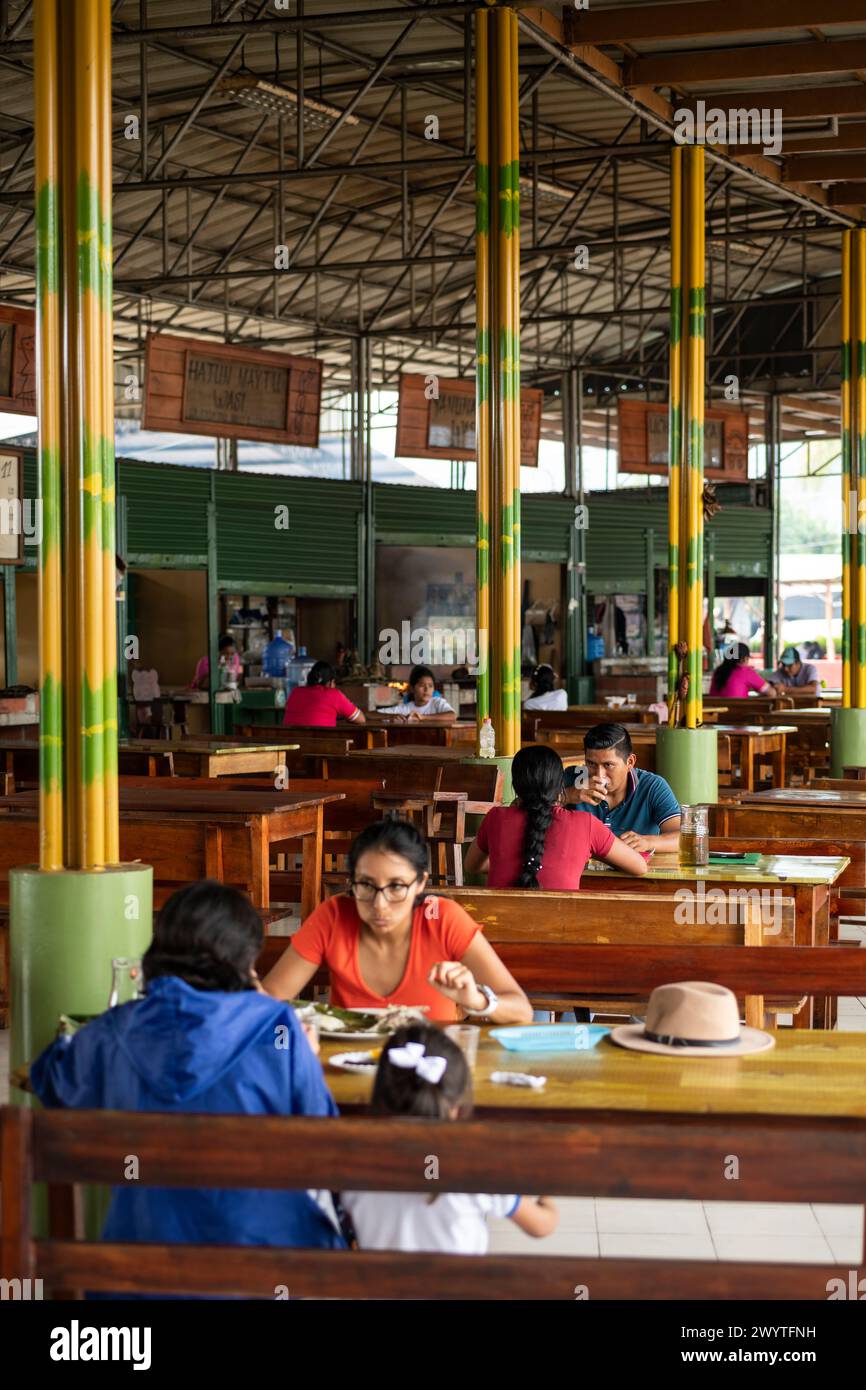 Food hall, Cotundo,, Napo Province, Amazonia, Ecuador Stock Photo - Alamy