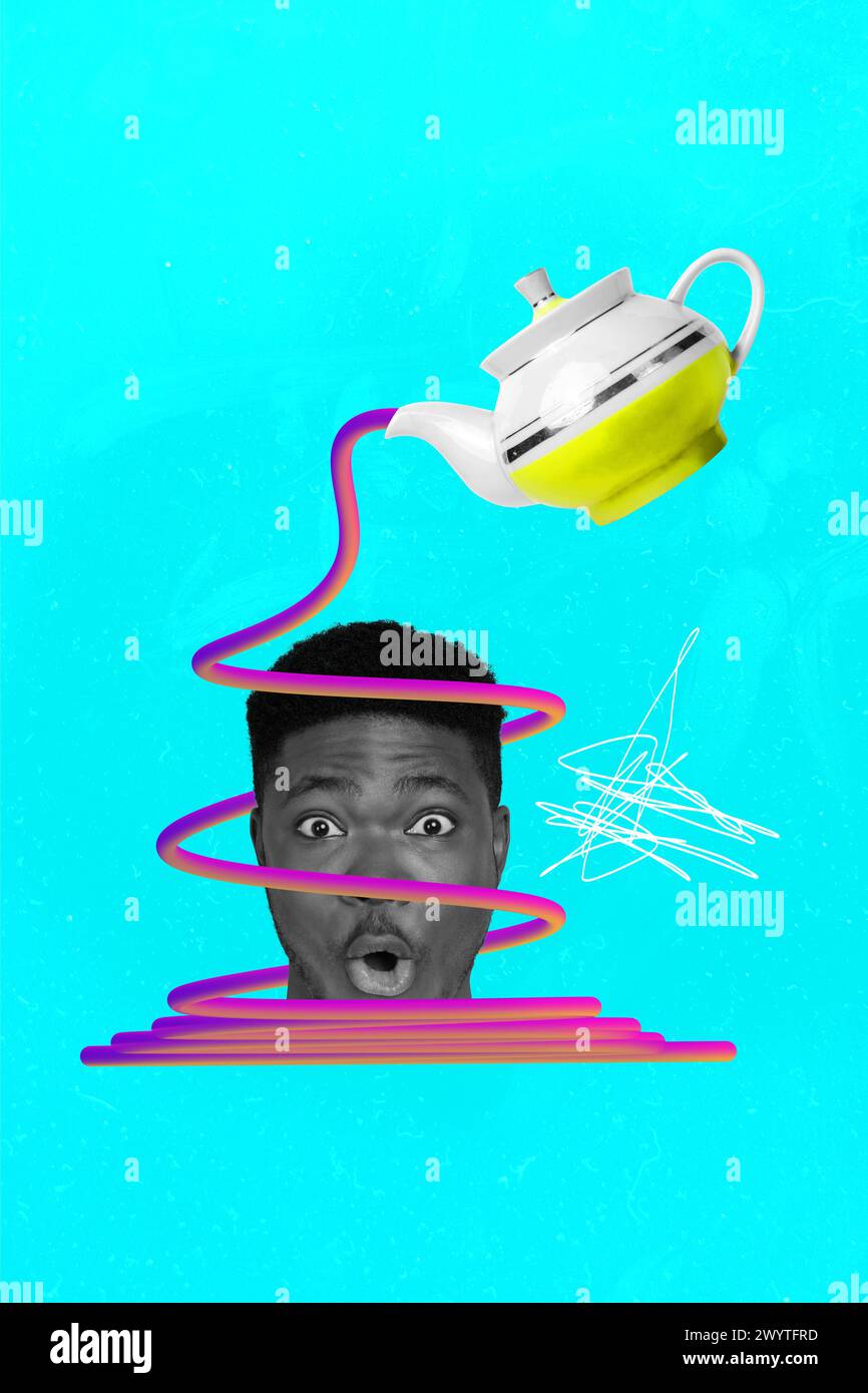 Magazine picture sketch collage image of teapot pouting beverage ...