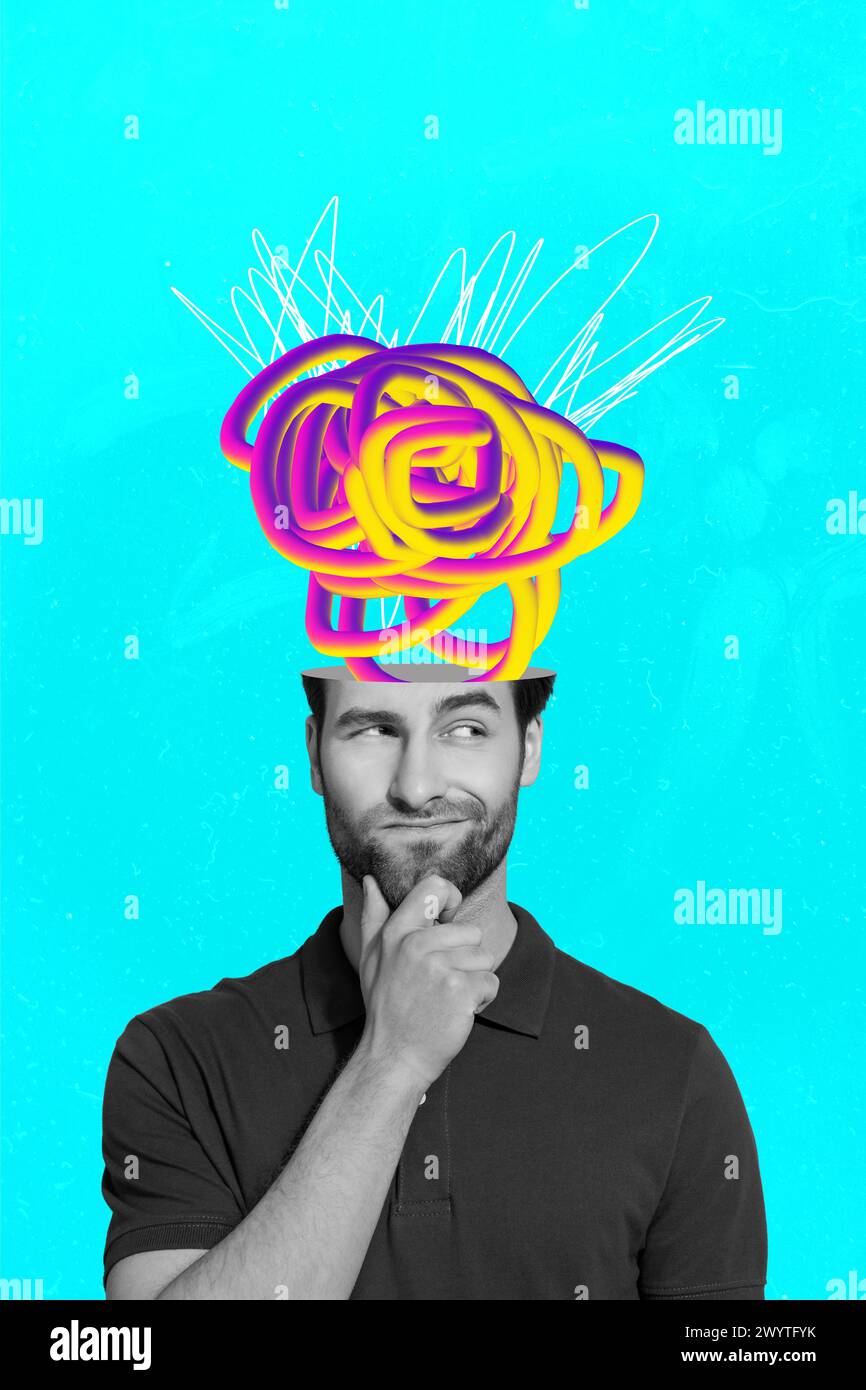 Vertical creative abstractive caricature photo collage concentrated ...