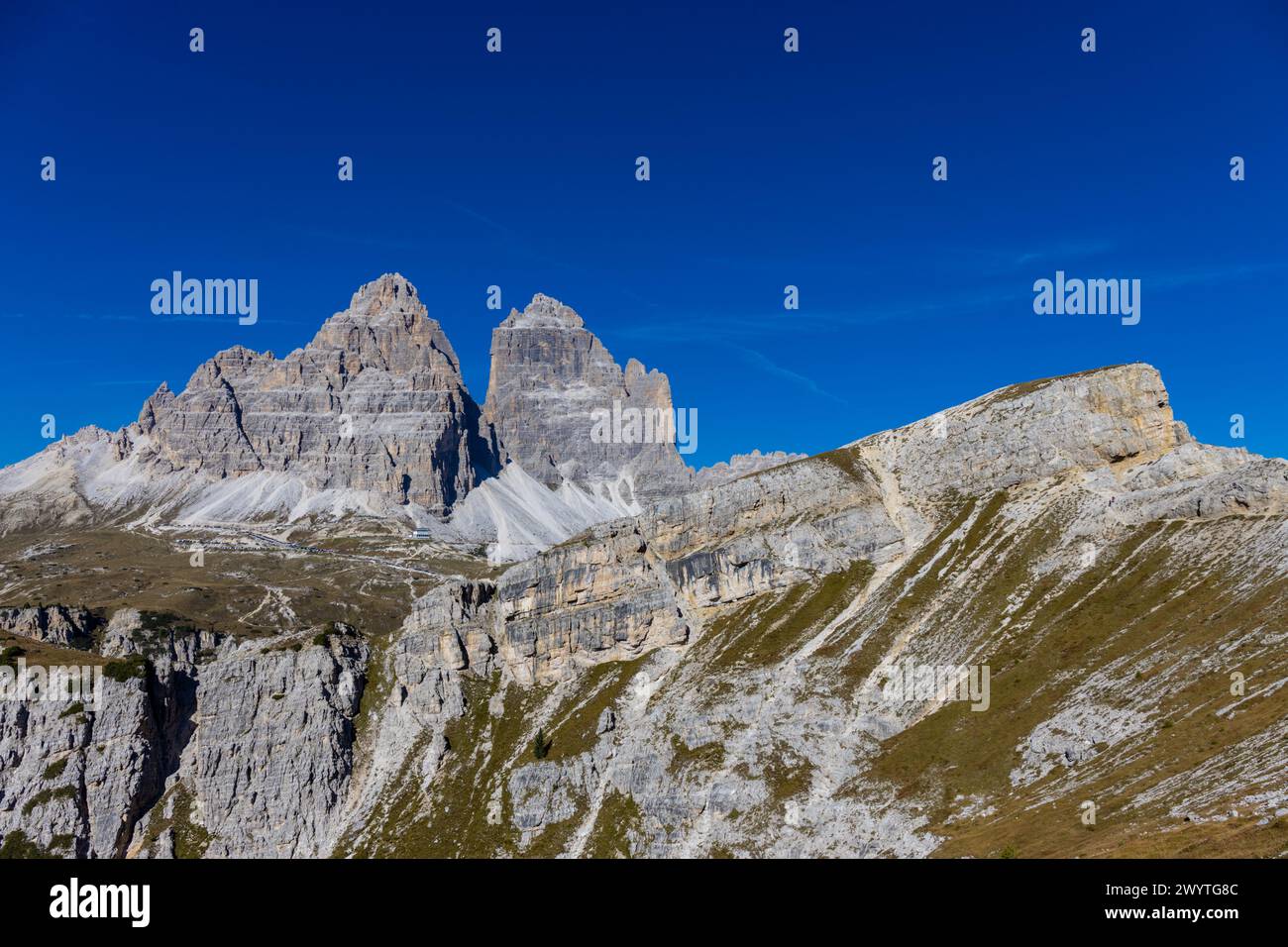 Dolomites mountains rocky peaks scenic landscape. Alpine summits in the ...