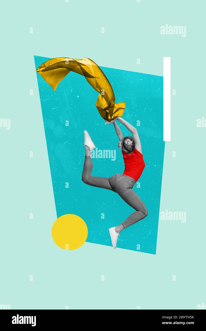 Vertical Creative Photo Collage Young Woman Gymnast Dancer Ballet
