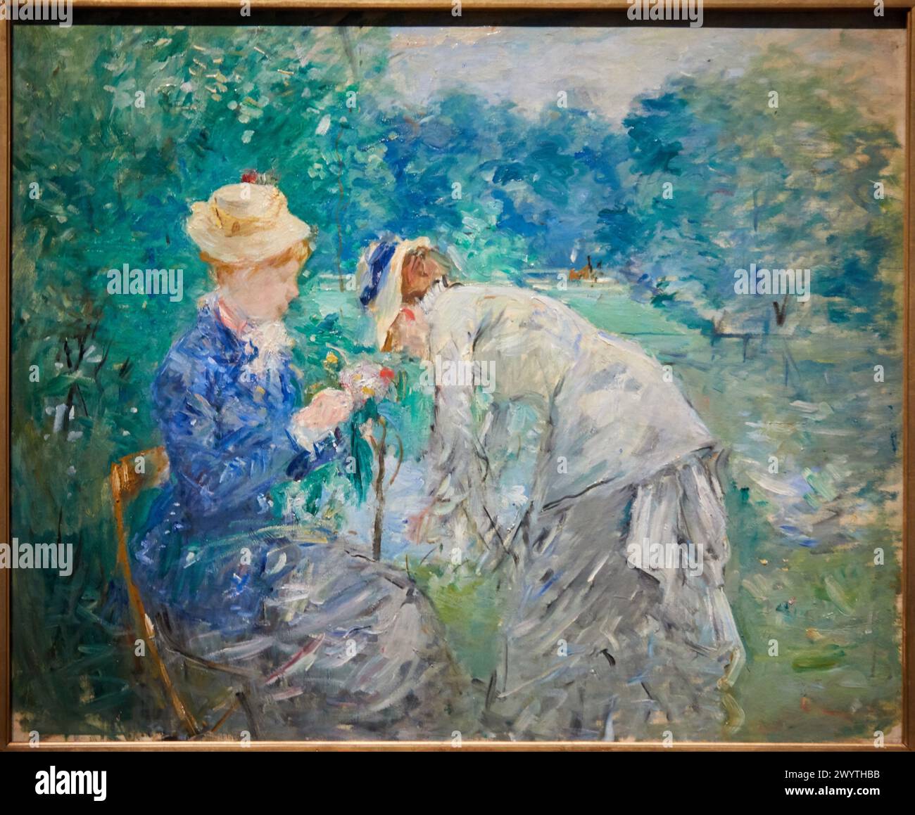 "Au jardin" dit aussi "Dames cueillant des fleurs ou Dans le bois de Boulogne", 1879, Berthe ...