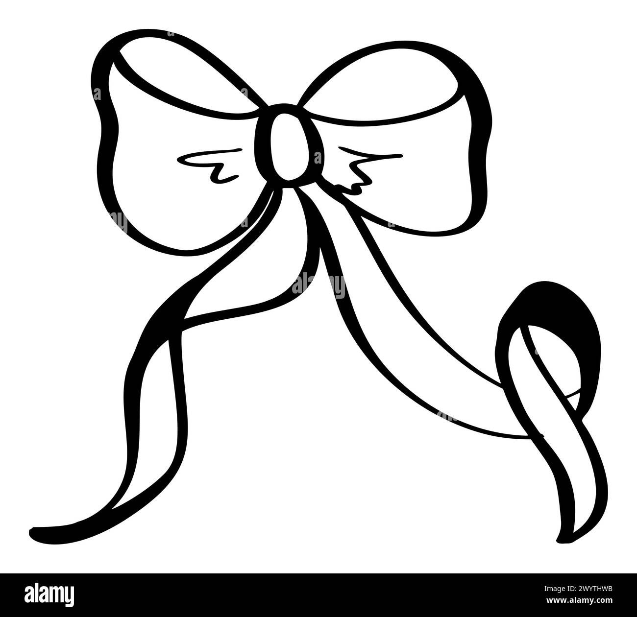 hand drawn of holiday bow and ribbon. line icon element for web site ...