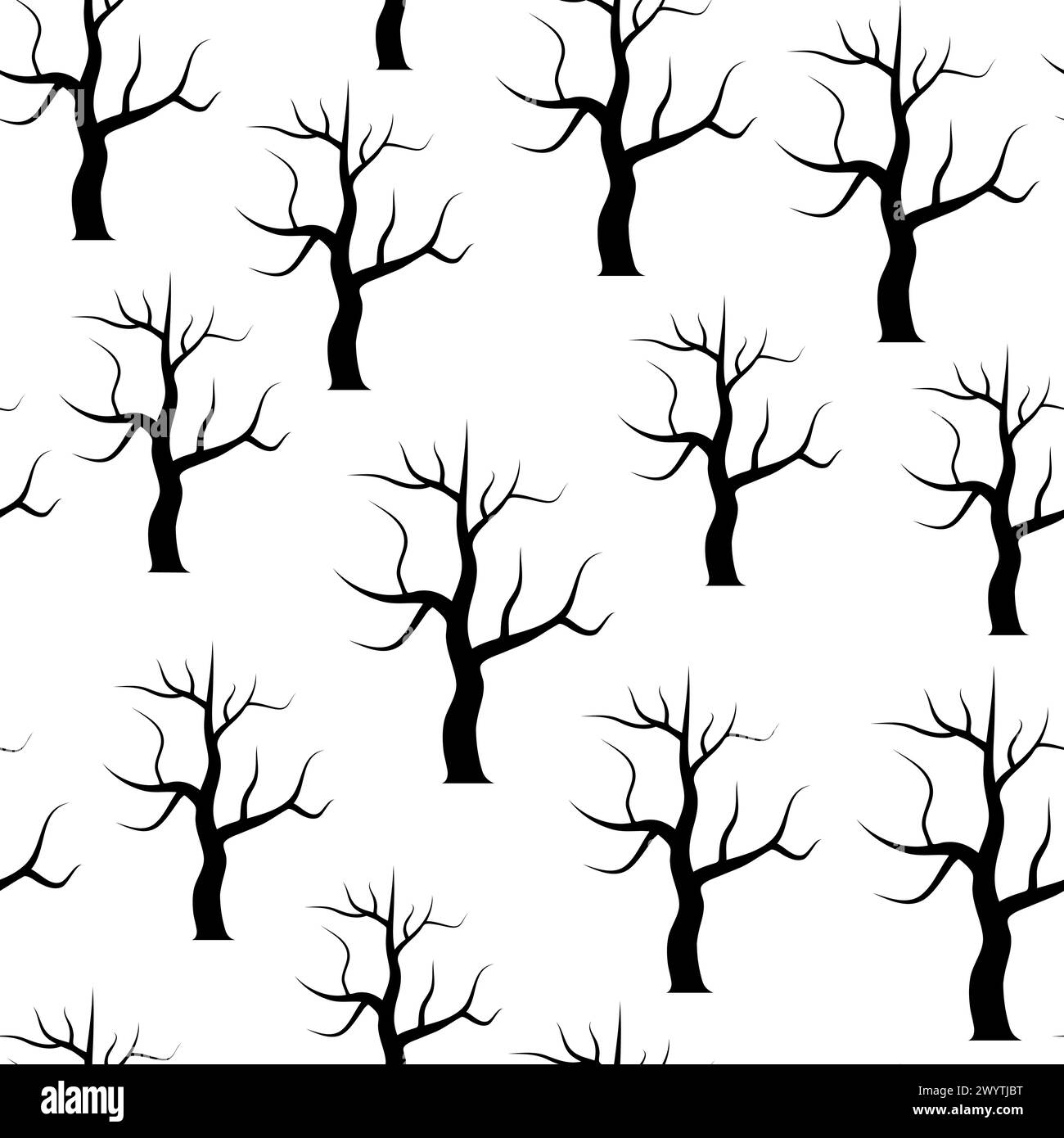 Seamless black and white curved trees without leaves backgrounds ...