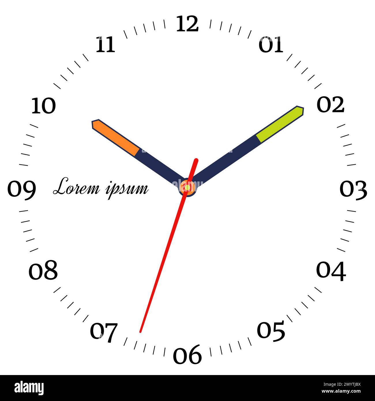 Vector illustration of mechanical clock. Clock face on white background ...