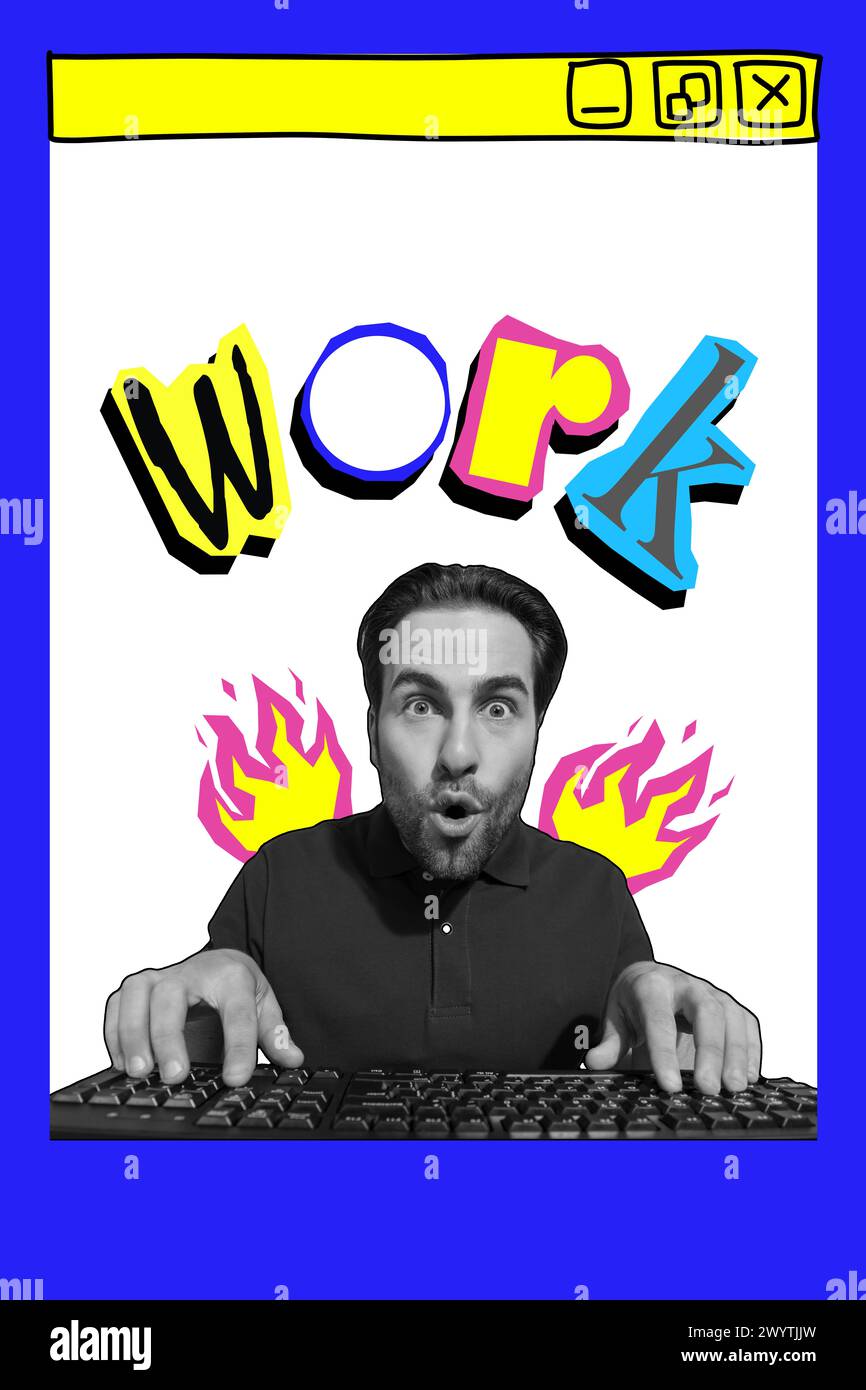 Vertical composite collage picture of impressed black white colors guy ...