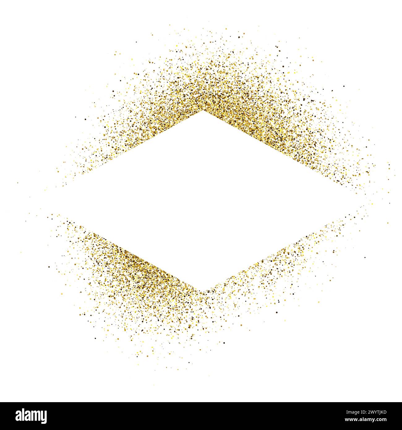 Greeting card with white rhombus frame on golden glitter background ...