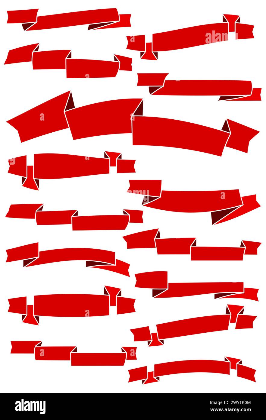 Set of fifteen red cartoon ribbons and banners for web design. Great ...