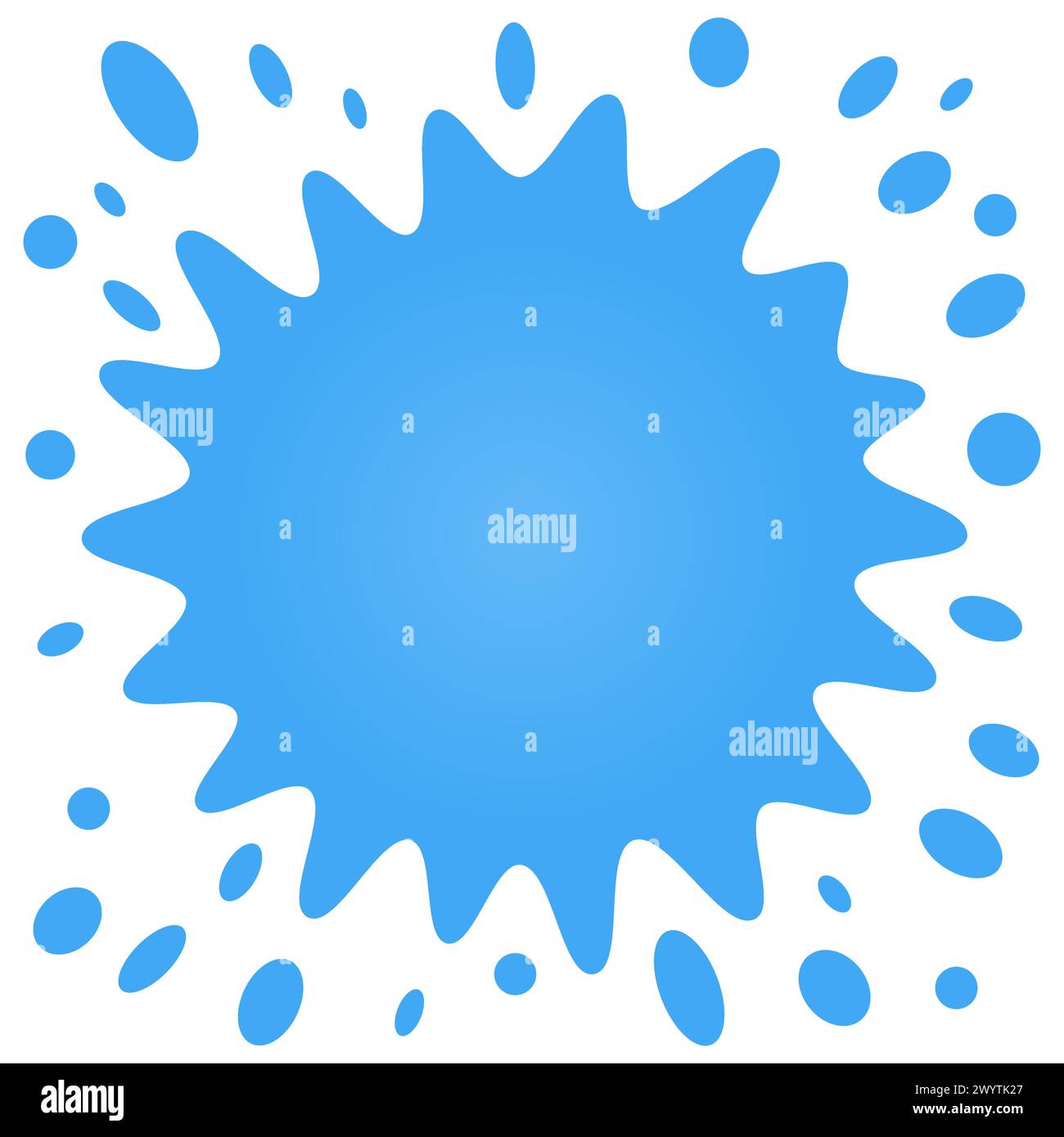 Big blue splash with lots of small splashes on a white background ...