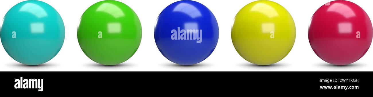 colorful realistic 3d balls collection. Glossy 3d spheres set isolated ...
