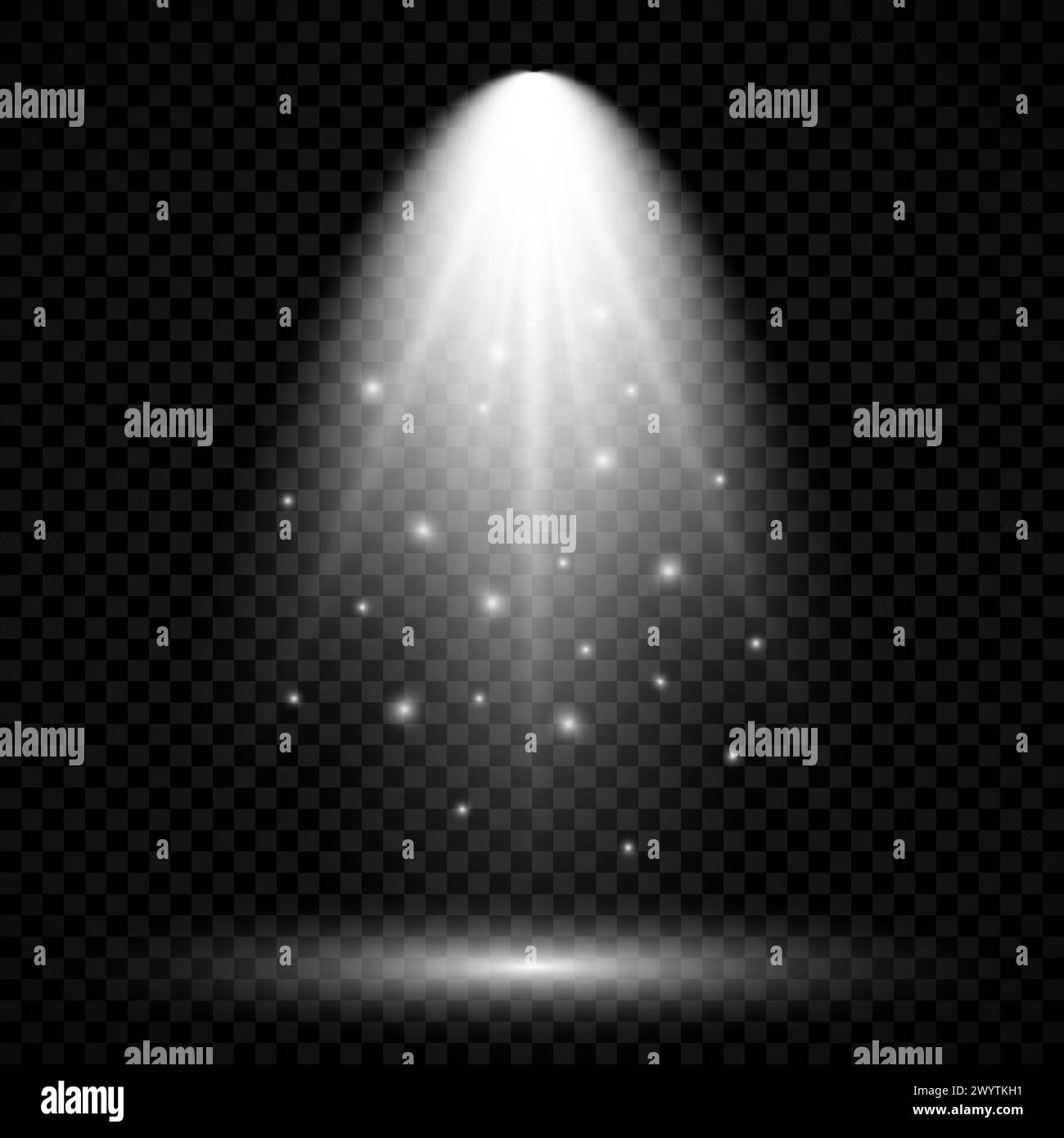 Cold white lighting with spotlight. Scene illumination effects on a ...