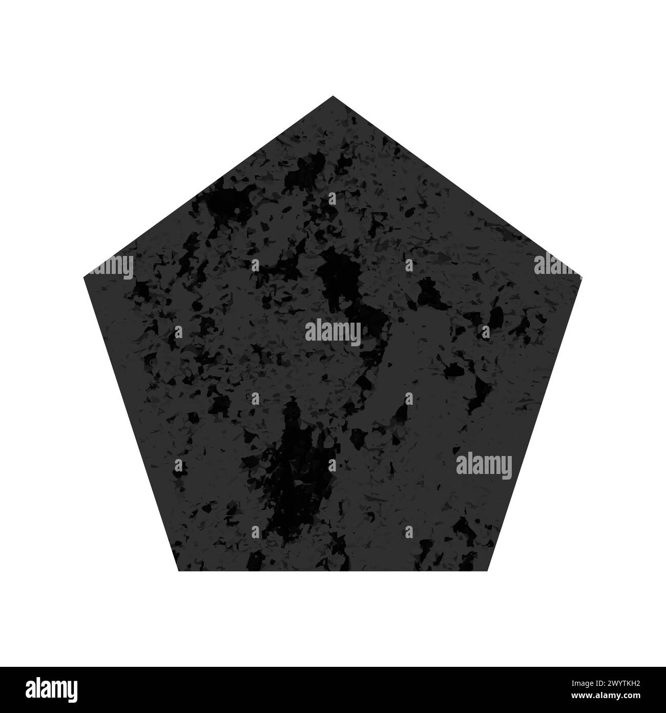 Scratched pentagon. Dark figure with distressed grunge texture isolated ...