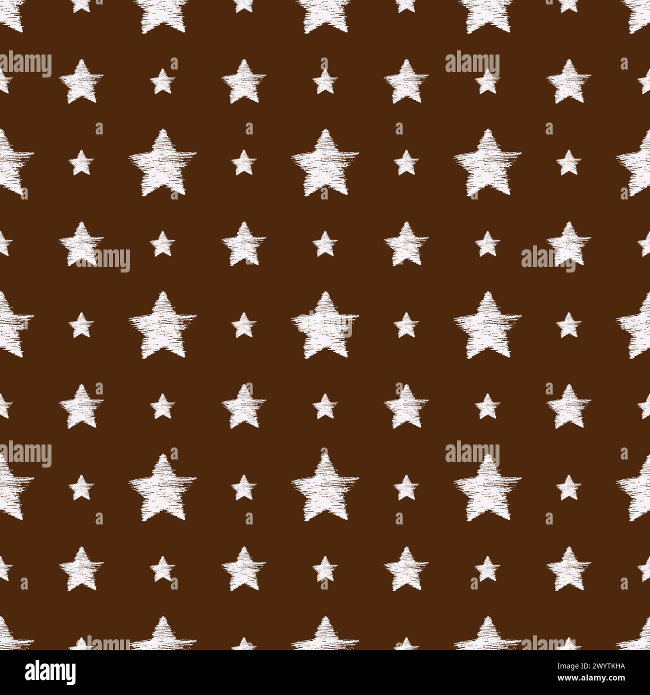 Seamless Pattern with hand drawn white Stars on brown background ...