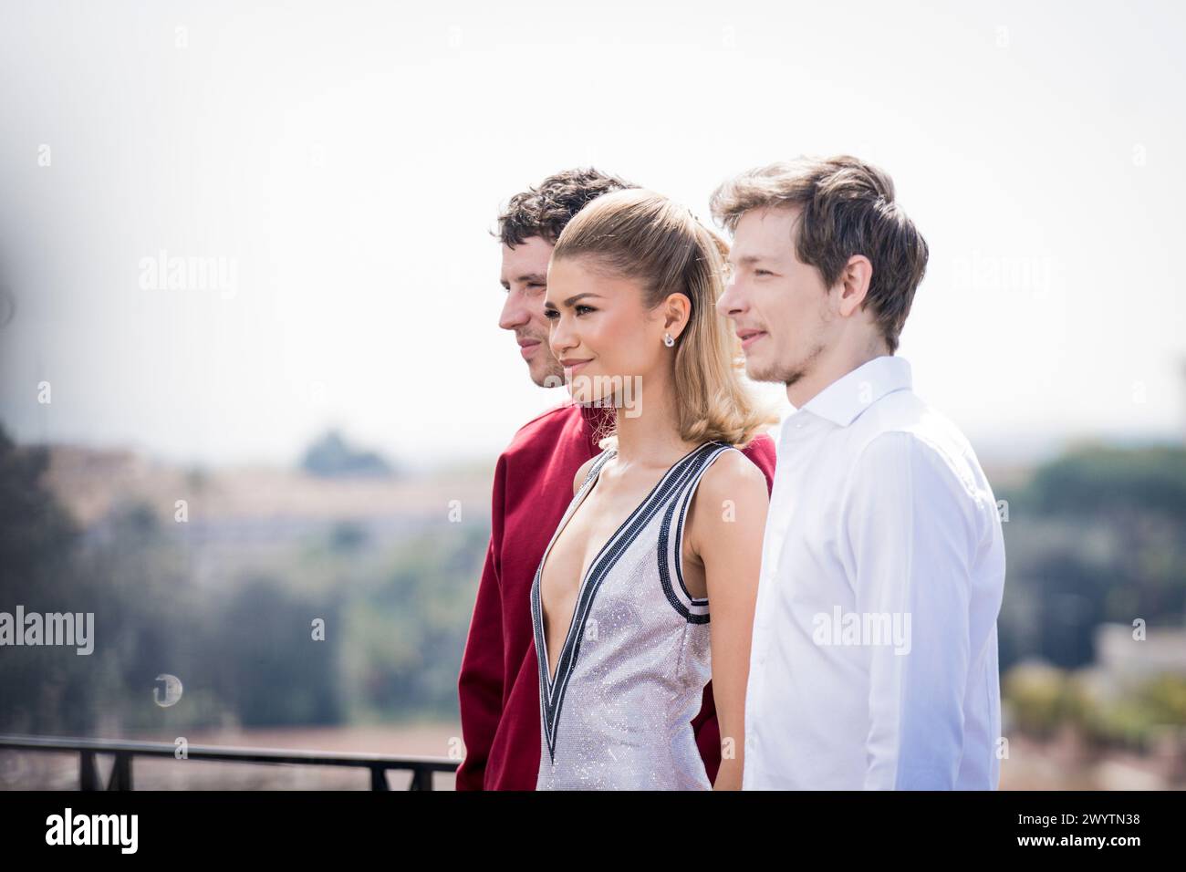 ROME, ITALY - APRIL 08: Zendaya, Luca Guadagnino, Josh O'Connor, Mike ...