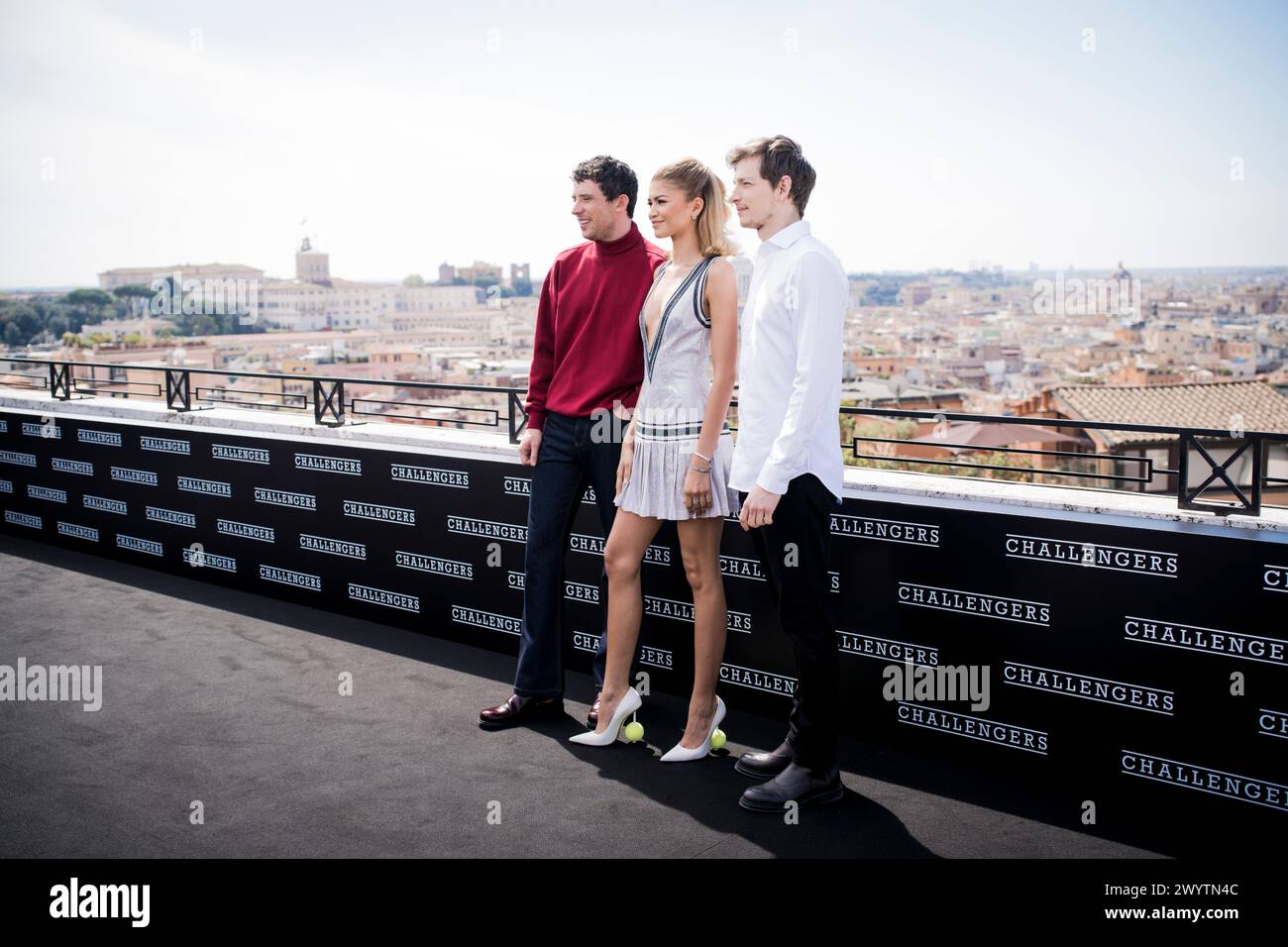 ROME, ITALY - APRIL 08: Zendaya, Luca Guadagnino, Josh O'Connor, Mike ...