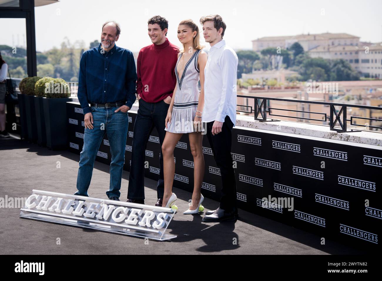 ROME, ITALY - APRIL 08: Zendaya, Luca Guadagnino, Josh O'Connor, Mike ...